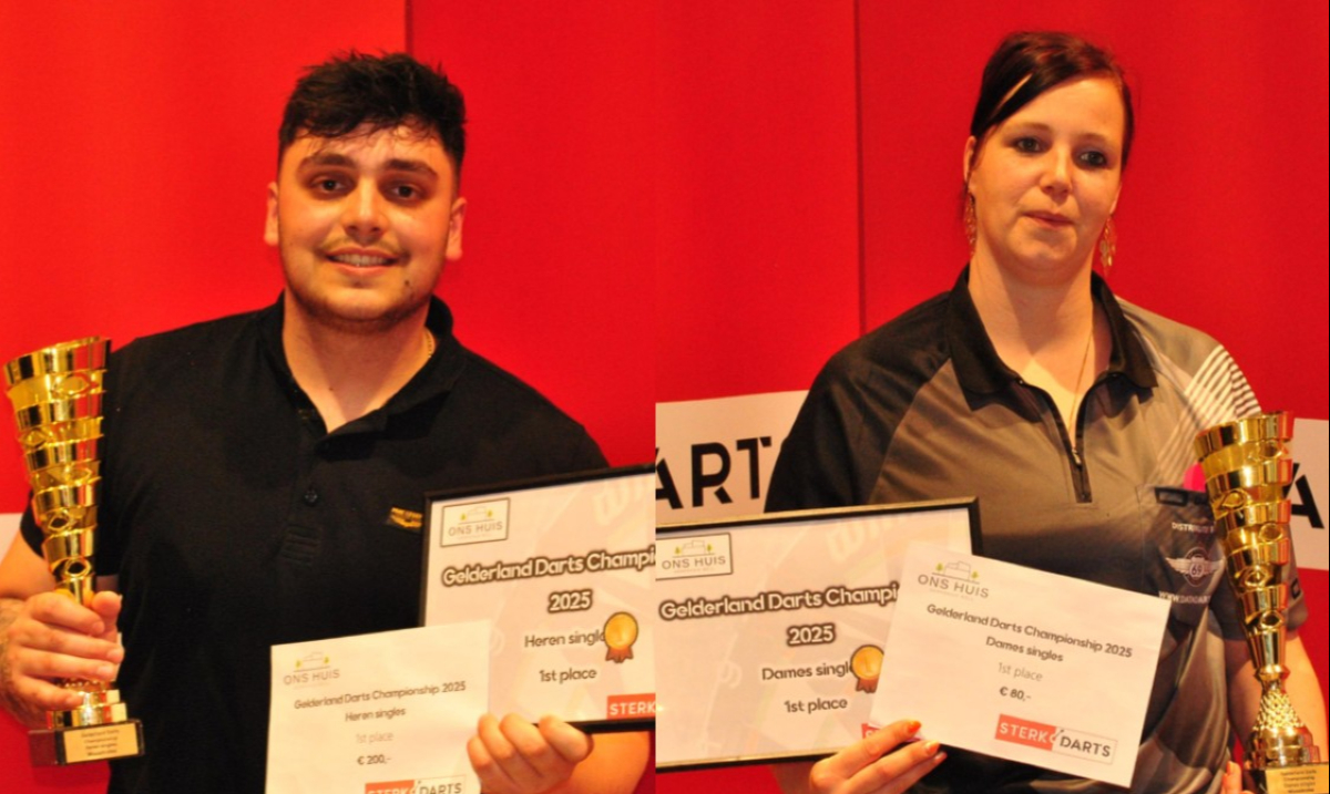 Angelo Balsamo en Shana van Nieuwenhoven winnen Gelderland Darts Championship 2025!